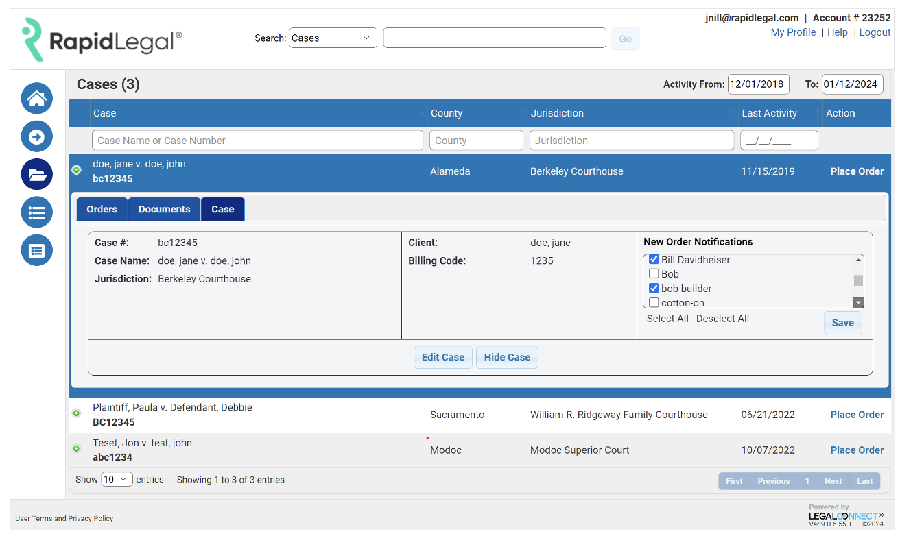 Adjusting New Order User Notifications on Specific Cases
